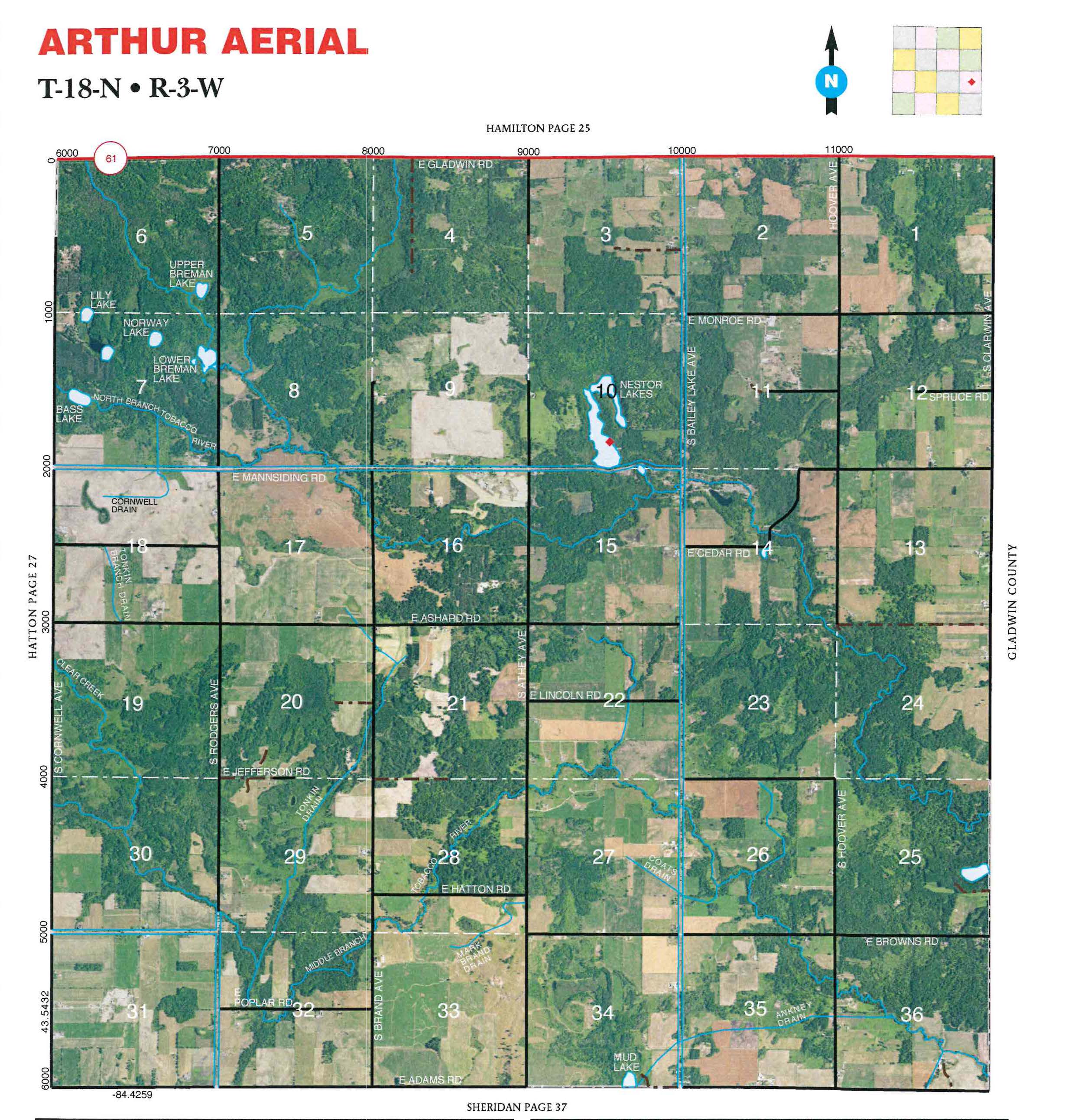 Plat – Aerial View – Arthur Township, Clare County, Michigan